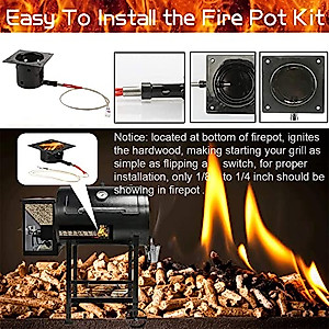 JAQKITU Porcelain-Enameled Fire Burn Pot and Hot Rod Ignitor Kit Replacement Parts for Pit Boss and Traeger Pellet Grill