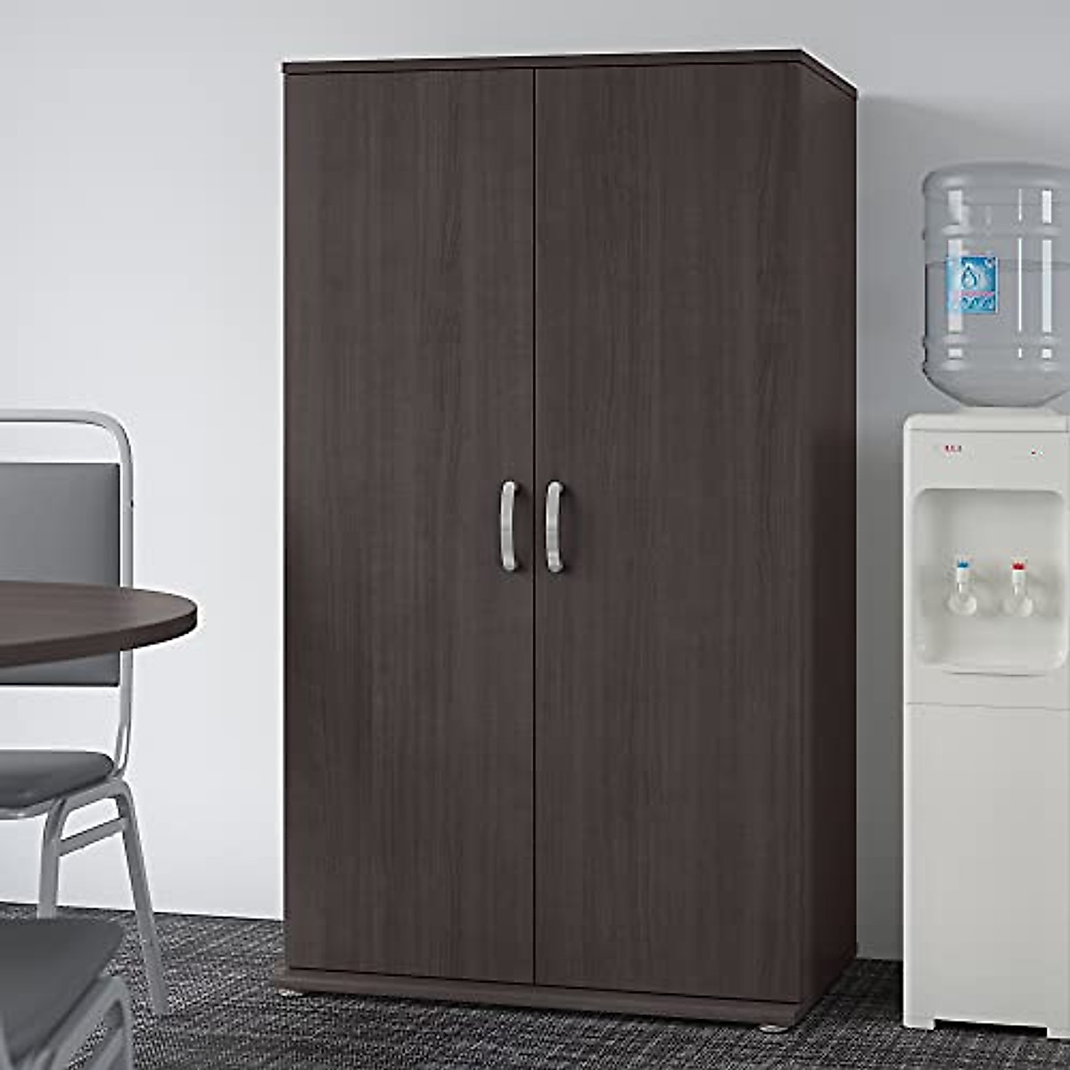 Bush Business Furniture Universal Tall Storage Cabinet with Doors and Shelves, Storm Gray