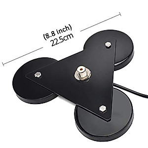HYS Heavy Duty Mobile Car/Truck SO-239 8.8inch Triangle Magnet Mount Base W/5M(16.4ft) RG58 Coaxial Cable PL-259 Plug