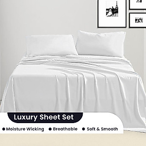 SGI bedding 600 Thread Count 4 Piece 100% Egyptian Cotton Full Size Sheets Set, 15" Deep Pocket Sheet Set, Premium, Breathable, Soft and Hotel-Quality Luxury Sheets - White