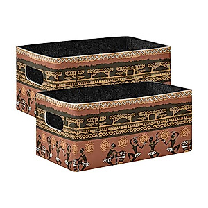 Africans Dancing Storage Basket Felt Storage Bin Collapsible Felt Storage Empty Gift Baskets Organizer for Kids Bedroom Magazine