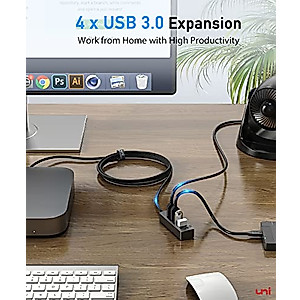 USB C to USB Hub Long Cable 4 FT, uni Slim Type-C to USB 3.0 Splitter [Thunderbolt 3/4 Compatible] for MacBook Pro/Air M1, Dell XPS, Surface Laptop 4 | HDD, MIDI Devices, Webcam and More