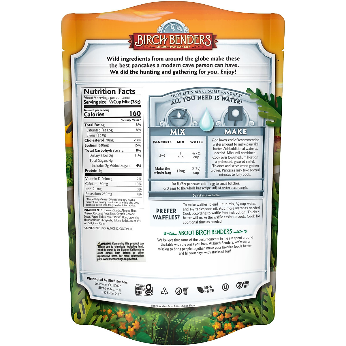 Paleo Pancake & Waffle Mix by Birch Benders, Kosher, Gluten-free, 12 oz Bag