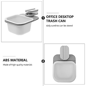 VOSAREA Table Mount Trash Can Mini Desk Hanging Trash Bin Tiny Waste Bin Makeup Pad Garbage Holder for Coffee Vanity Table Kitchen White Grey