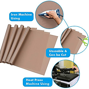 Selizo 4 Pack Teflon Sheet for Heat Press, Non-Stick Craft Mat, Teflon Heat Transfer Press Sheet for T Shirt Press Machine (12" x 16")