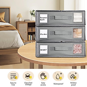Generic Flavenly Bed Sheet Organizer, Collapsible Sheet Organizer with Viewable Window Large Capacity Organizer. Suitable for Blankets, Comforter Sets, Duvets and Towels and Clothes. (3（Beige)
