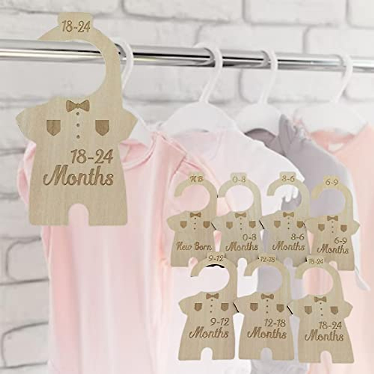 Milageto 7X Baby Closet Size Dividers, Baby Closet Organizer,Durable Baby Closet Dividers from Newborn to 24 Months for Any Nursery Decor, Style B