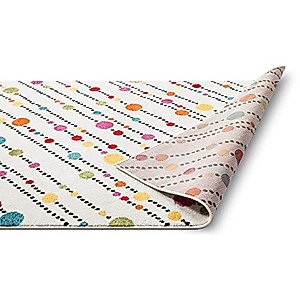 Well Woven StarBright Dandy Dots and Stripes Modern Abstract White 7'10" x 10'6" Kids Area Rug