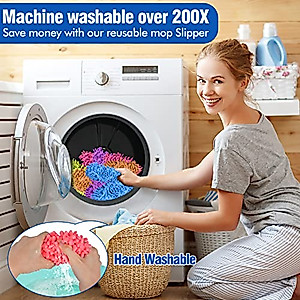 10Pcs Mop Slippers for Floor Cleaning Washable Shoes Cover Soft Microfiber Dust Mops Mop Socks Reusable for Women Men Kids Foot Dust Hair Cleaners Sweeping House Office Bathroom Kitchen