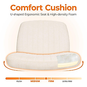 NEO CHAIR Criss Cross Chair, Armless Legged Office Desk Chair, with Wheels Swivel Modern Ergonomic Vanity Fabric Adjustable Wide Comfy Computer Task Chairs for Home Office (Beige)