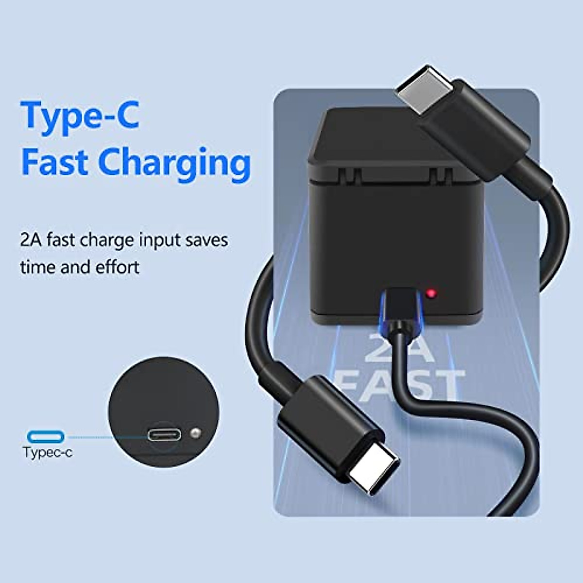 Upgrade 2-Pack Hero 11 Replacement Batteries for GoPro Hero 11 Black, GoPro Hero 10 Black, GoPro Hero 9 Black, with 3-Channel Battery Charging Station for GoPro11 GoPro10 GoPro9 Camera Battery