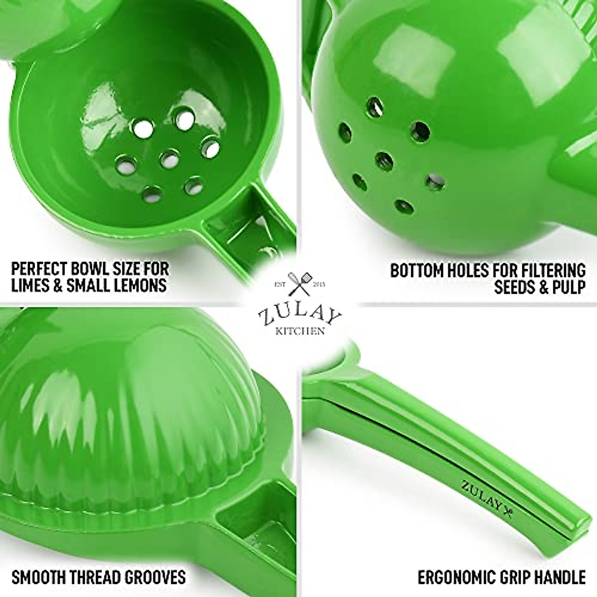 Zulay Premium Quality Metal Lime Squeezer, Citrus Juicer, Manual Press for Extracting the Most Juice Possible - Lime Juicer (Green)