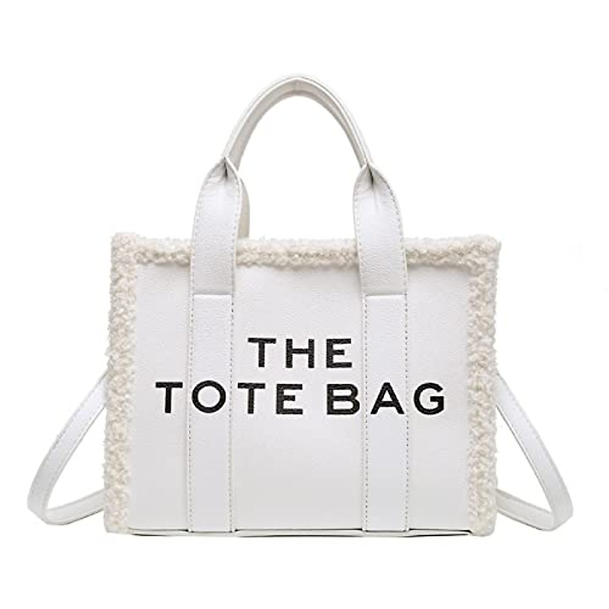 ukia The Tote Bag for Women, Leather Small Tote Bag with Zipper Crossbody Tote Bag for School, Office (White)