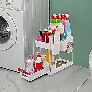 Otufan Under Sink Countertop Organizer, Abs Pull-Out Single-Layer Under Sink Countertop Organizer Storage Organizer for Kitchen Bathroom Cosmetic Storage(#2)