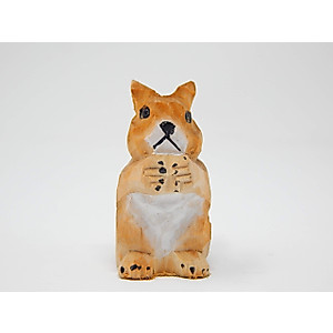 Selsela Squirrel Figurine Garden Statue Home Decoration Miniature Wood Forest Critter Art Mini Carved Small Animal