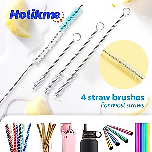 Holikme 8 Pack Bottle Brush Cleaning Set, Long Handle Bottle Cleaner for Washing Narrow Neck Beer Bottles Wine Decanter Narrow Cup Pipes Sinks Cup Cover, White