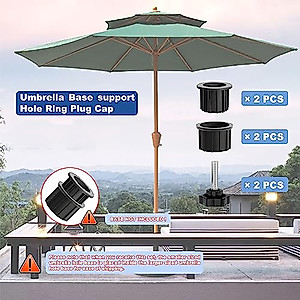 2 Sets Patio Umbrella Base Hole Ring Plug Cover Umbrella Stand Replacement Parts Black Umbrella Base Insert Umbrella Pole Fastening Cap for Old Heavy Umbrella Base