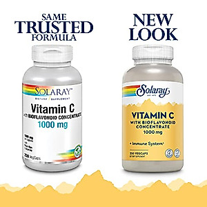 SOLARAY Vitamin C with Bioflavonoid Concentrate 1000mg, Healthy Immune Function, Skin, Hair & Nails Support, 250 VegCaps