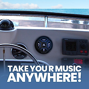 BOSS Audio Systems MGR250B Bluetooth Marine Radio Gauge Receiver, Built-in Amplifier, IPX6-Rated, USB Port + USB Charging