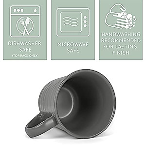 Elanze Designs Black Matte Glaze Finish 17 ounce Stoneware Coffee Cup Mugs Set of 4