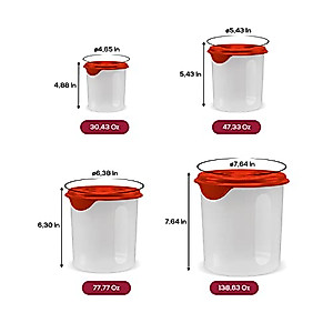 Plasvale Food Storage Containers with Lids, Freezer, Microwave and Dishwasher Safe - BPA Free (8-Pieces Set, Red, Model 6)