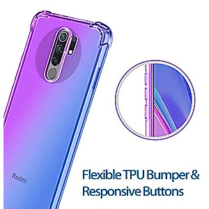 KOARWVC Case for Redmi Note 8 Pro Case / M1906G7I Case, Crystal Clear Case Gradient Slim Anti Scratch TPU Shockproof Protective Phone Cases Cover for Xiaomi Redmi Note 8 Pro (Purple/Blue)