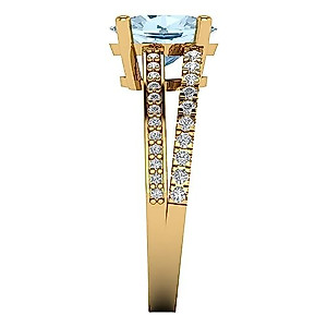 Clara Pucci 2.32 Carat oval cut blue simulated diamond 14k yellow gold engraving bridal engagement wedding ring size 4.5