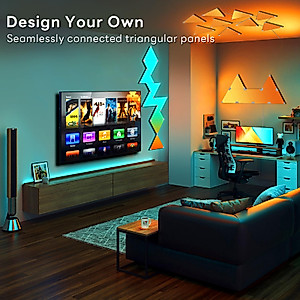 MCWOFI RGBW Smart Triangle Light, LED Wall Panel Light 9 Pack, DIY Design, Music Synchronization, APP Control, for Living Room, Game, Party Decoration