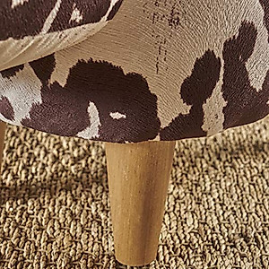GDFStudio Bertha Milk Cow Patterned New Velvet Ottoman (Brown Milk Cow)