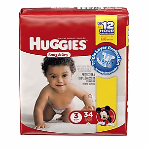 Huggies Snug & Dry Baby Diapers, Size 3, 34 Ct