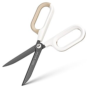 Titanium Non-Stick Scissors, Professional Stainless Steel Comfort Grip, All-Purpose, Straight Office Craft Scissors for DIY art and craft White