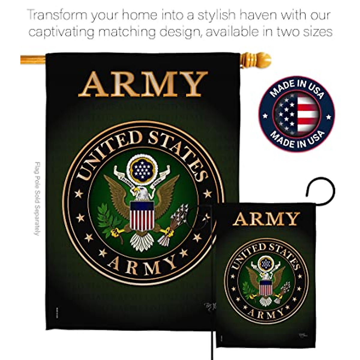 Breeze Decor US Army Garden Flag Armed Forces Rangers Official Licensed United State American Military Veteran Retire Decorative, 13"x 18.5", Thick Fabric