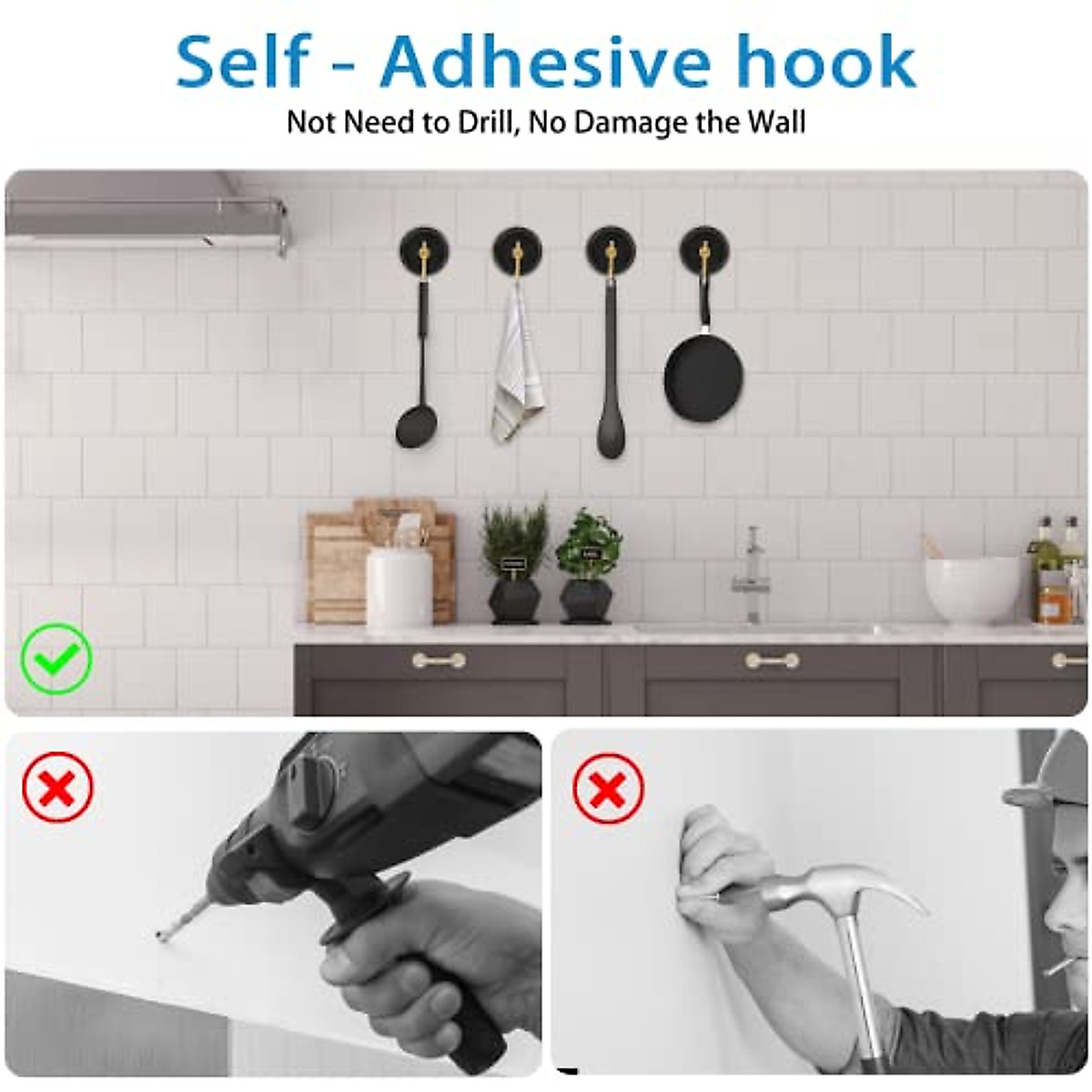 LAOKETON 4 Pack Bath Towel Hook, Heavy Duty Wall Robe Hooks,SUS 304 Stainless Steel Towel Hooks for Hanging Robe, Coat, Hats, Kitchen Utensil, Wall Mounted. (Matte Black)