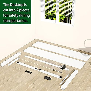 Lubvlook 63 Inch Electric Adjustable Height Standing Desk, Home Office Sit Stand Desk with Splice Board, 63" x 24", White