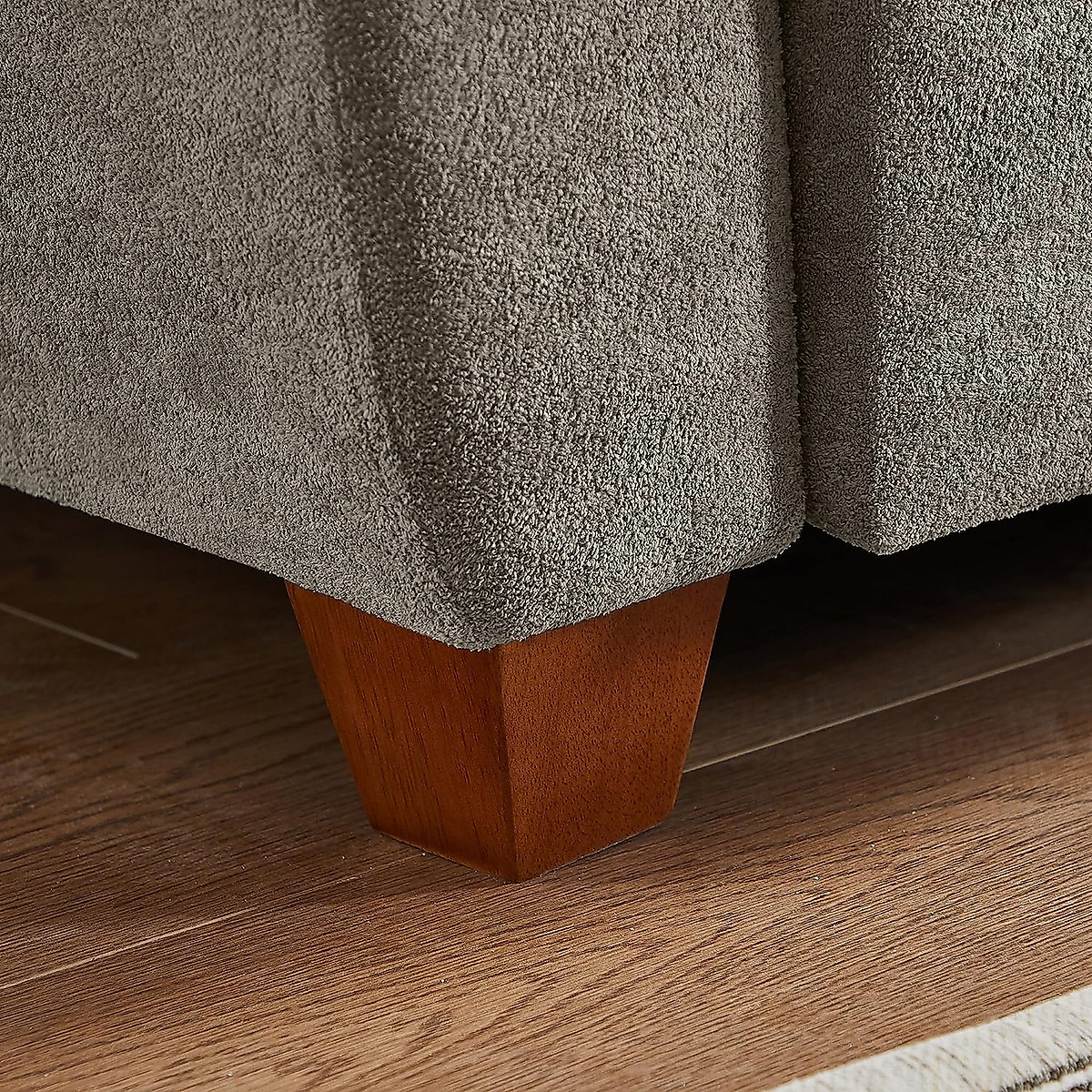 Soscana Convertible Sectional Sofa with Storage, 4 Seat L Shaped Couch with Chaise and Cup Holder, Modern Microfiber Fabric Sofas Couches for Living Room, Beige