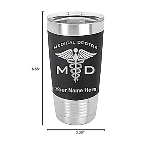 LaserGram 20oz Vacuum Insulated Tumbler Mug, MD Medical Doctor, Personalized Engraving Included (Silicone Grip, Black)