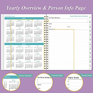 2024-2025 Planner - Weekly & Monthly Planner Spiral Bound, Planner 2024-2025 from July 2024 - June 2025 with Monthly Tabs, Inner Pocke, 8.5" x 11", Purple