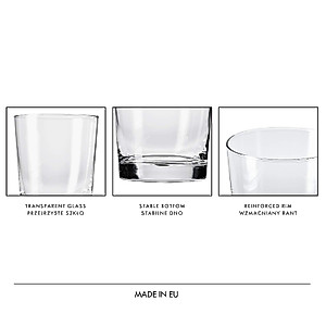Krosno Drink Water Juice Drinking Glasses | Set of 6 | 8.5 oz | Pure Collection | Perfect for Home Restaurants and Parties | Dishwasher Safe | Gift Idea | Made in Europe