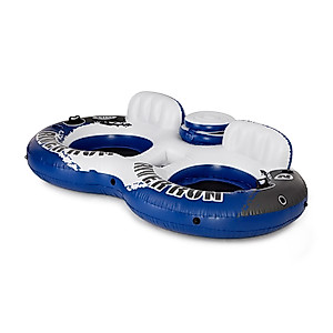 Intex 58837EP River Run 2 Inflatable Floating Lounge: Comfortable Backrests – Built-in Cup Holders – Cooler with Lid – 2 Person – 440lb Weight Capacity