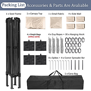 yoyomax 13X13 Outdoor Pop Up Gazebo with Netting, Portable Gazebo Waterproof Patio Canopy Shelter with Double Roof Tops and 169 Square Feet of Shade for Beach Parties, Camping and Picnics - Khaki