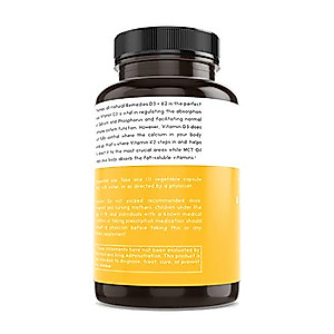 Thomas' all-natural Remedies D3 + K2 with MCT Oil for Better Absorption - 1000 IU D3 - Vegan - Made in USA - Support for Your Heart, Bones & Teeth - Non-GMO - 120ct