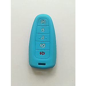Sky Blue Silicone Fob Skin Key Cover for Lincoln Ford Escape Explorer Focus Taurus Flex 5 Buttons Fob Remote Keyless Entry Smart Key Case Shell Key Protector Key Jacket