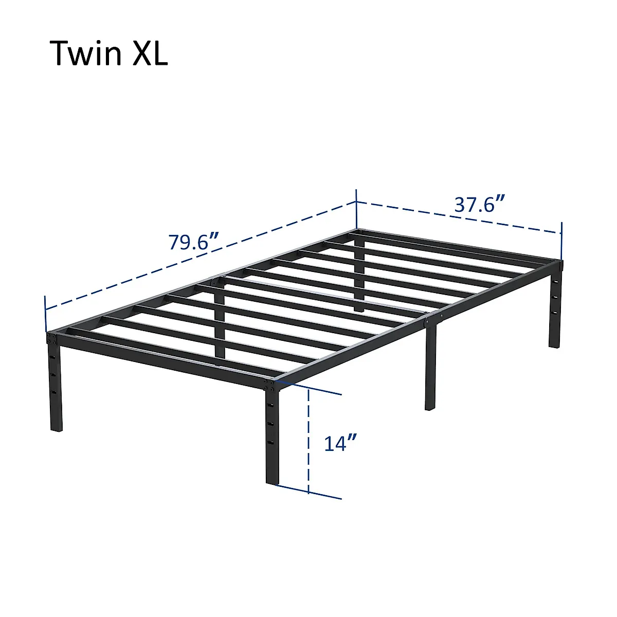 Maenizi Twin XL Bed Frames No Box Spring Needed, 14 Inch Heavy Duty Metal Twin XL Platform Bed Frame Support Up to 2500 lbs, Easy Assembly, Noise Free, Black