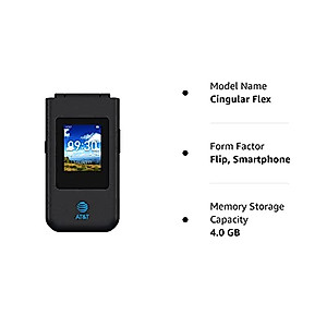 AT&T Cingular Flex 4G LTE Flip Phone ATTEA211101, 4GB, Charcoal, Carrier Locked to AT&T Gray