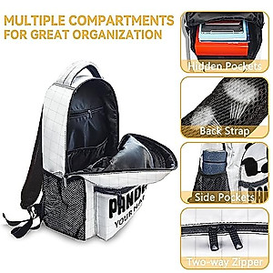 FUZZYFIT Personalized Panda Backpacks for Girls, 16 Inch Cute Print Backpack for School, White Lightweight Bookbag for Travel