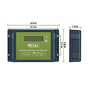 HQST PWM 20A 12/24V Waterproof Common Positive Solar Charge Controller with LCD Display, Compatible with Gel, AGM, Flooded, Lithium Batteries