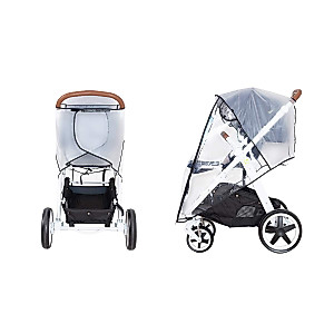 Hrzeem Stroller Rain Cover Universal Size Waterproof Windproof EVA The Weather Shield with Eye Screen(Black)