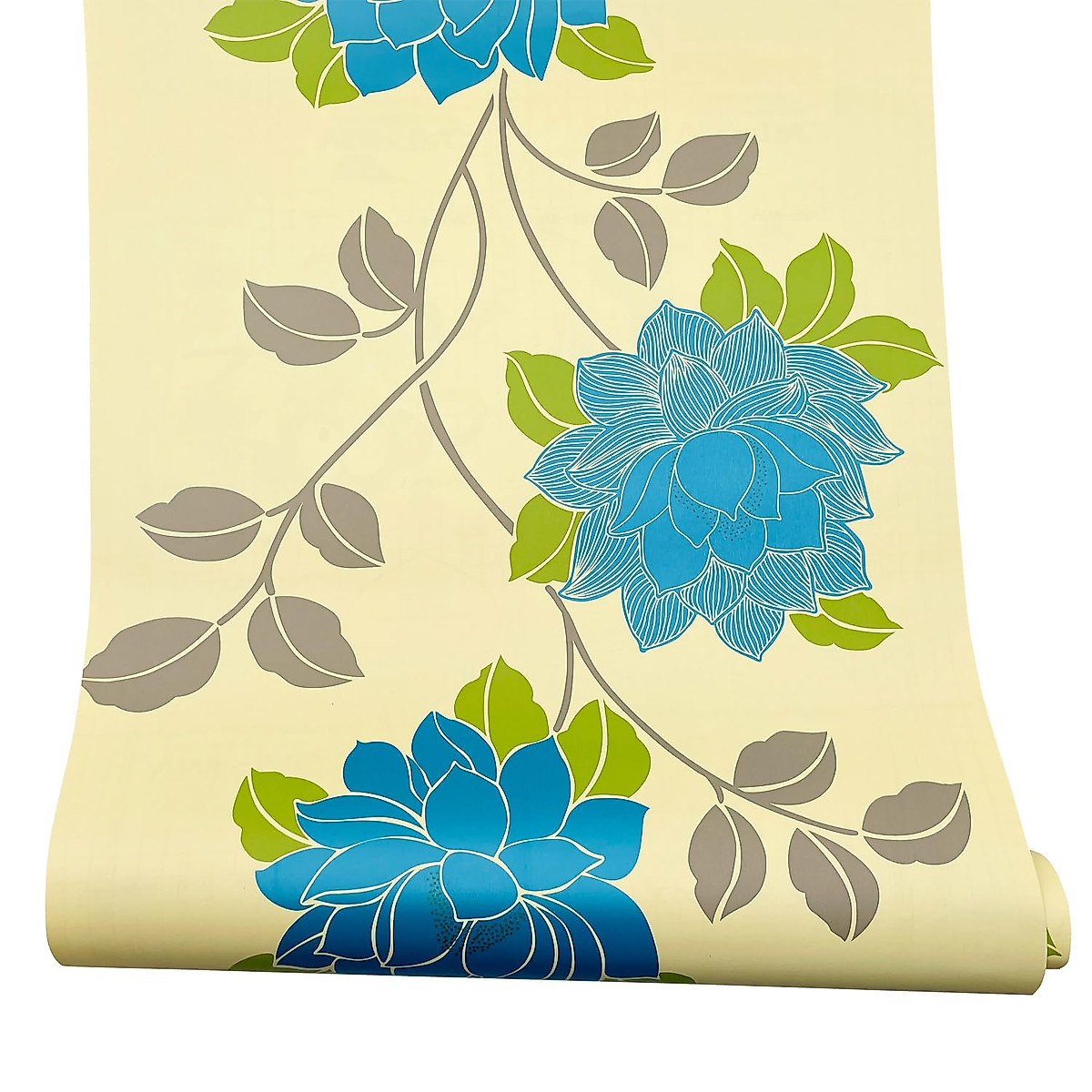 Yifely Large Blue Peony Shelf Liner Self-Adhesive Dresser Drawer Covering PVC Paper Refresh School Study Desk 17.8 Inch by 9.8 Feet