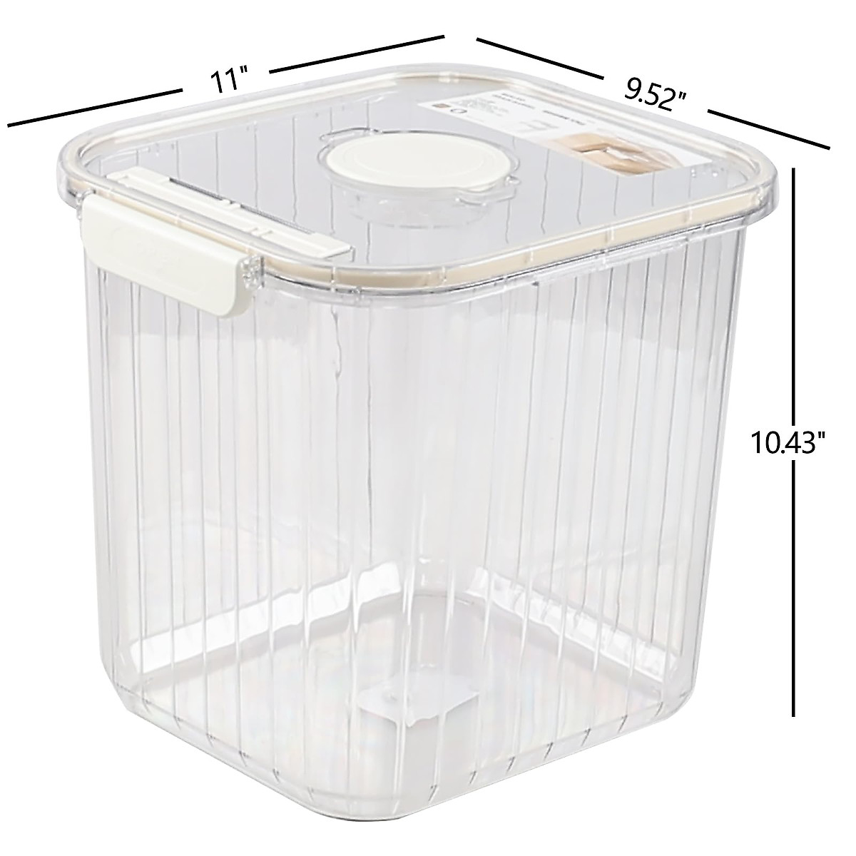 22 Lbs Airtight Rice Container with Cup, Clear Food Storage Container for Dry Food, 1 Pack