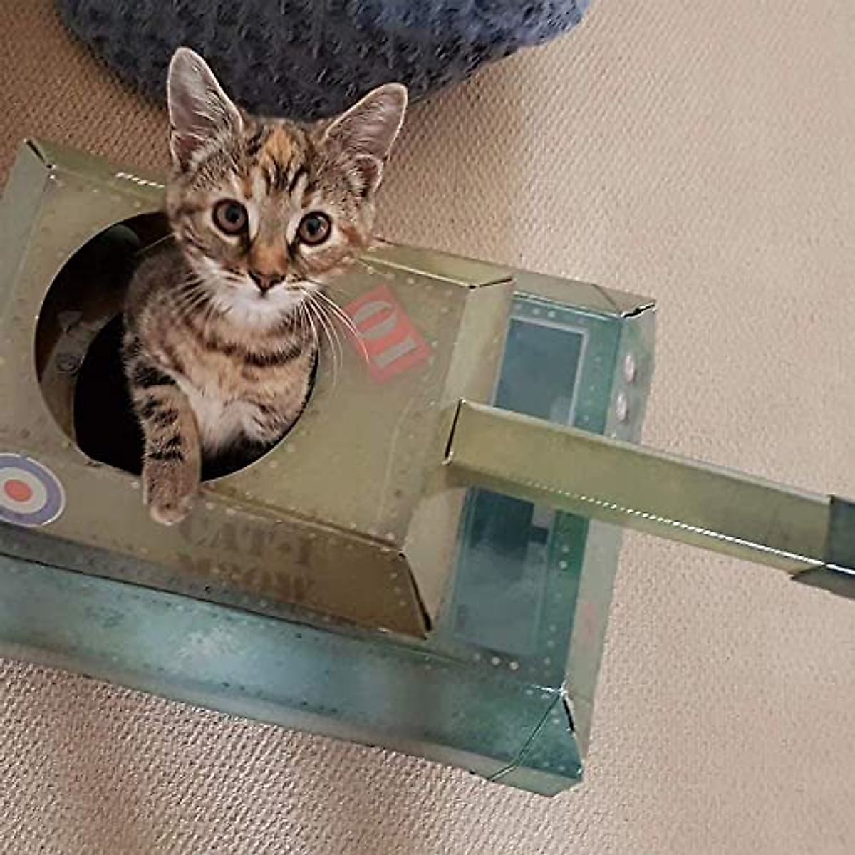 Suck UK | Cat Tank Play House | Send Your Feline to the Frontline with a Cardboard Cat House | Interactive Cat Toys & Kitten Toys | | Tank You for Your Service | Cardboard Cat Houses & Condos |